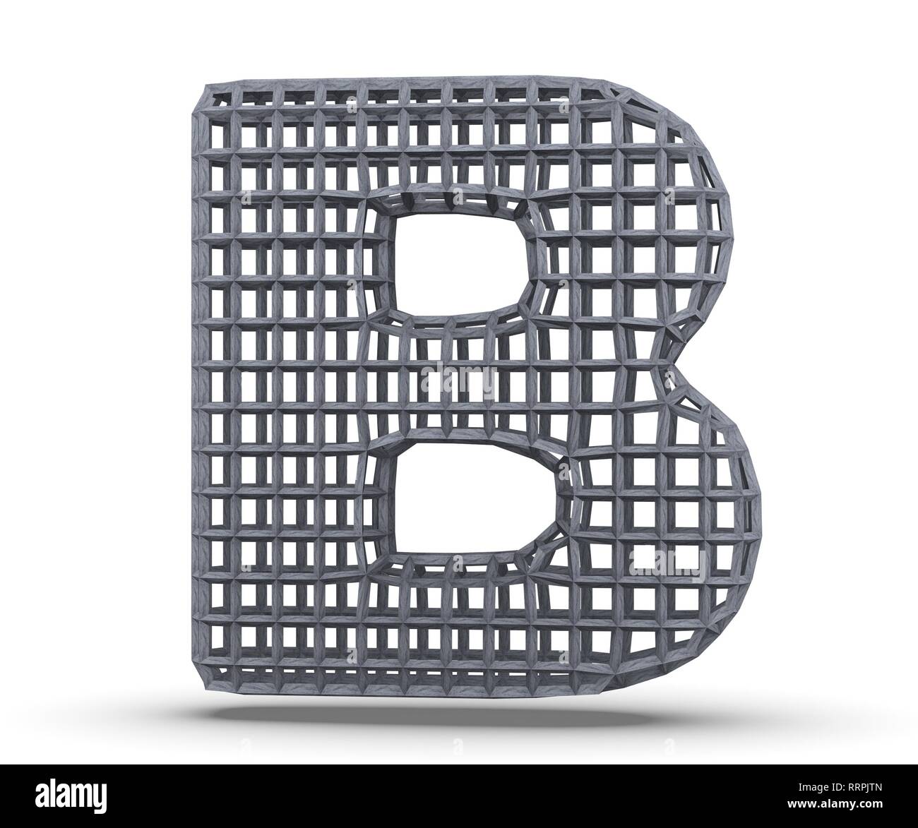 Concrete Capital Letter - B isolated on white background. 3D render ...