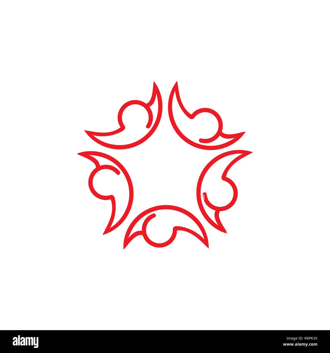 people thin line in circle team work logo vector Stock Vector Image ...