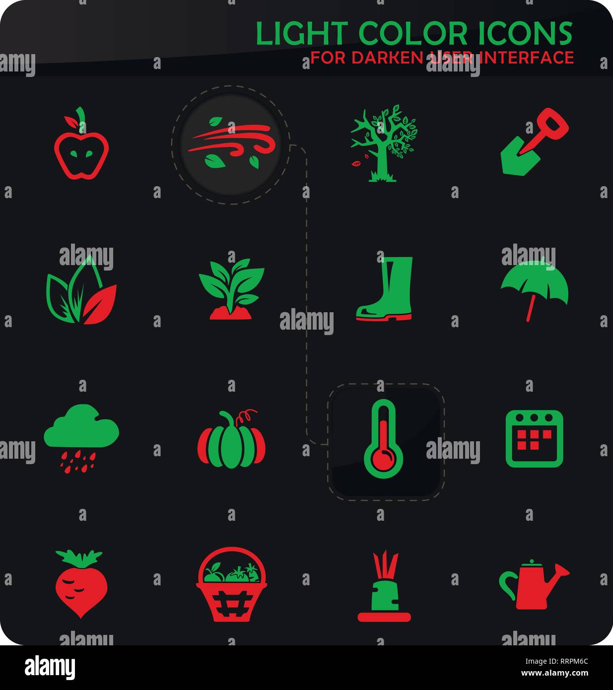 Autumn easy color vector icons on darken background for user interface ...