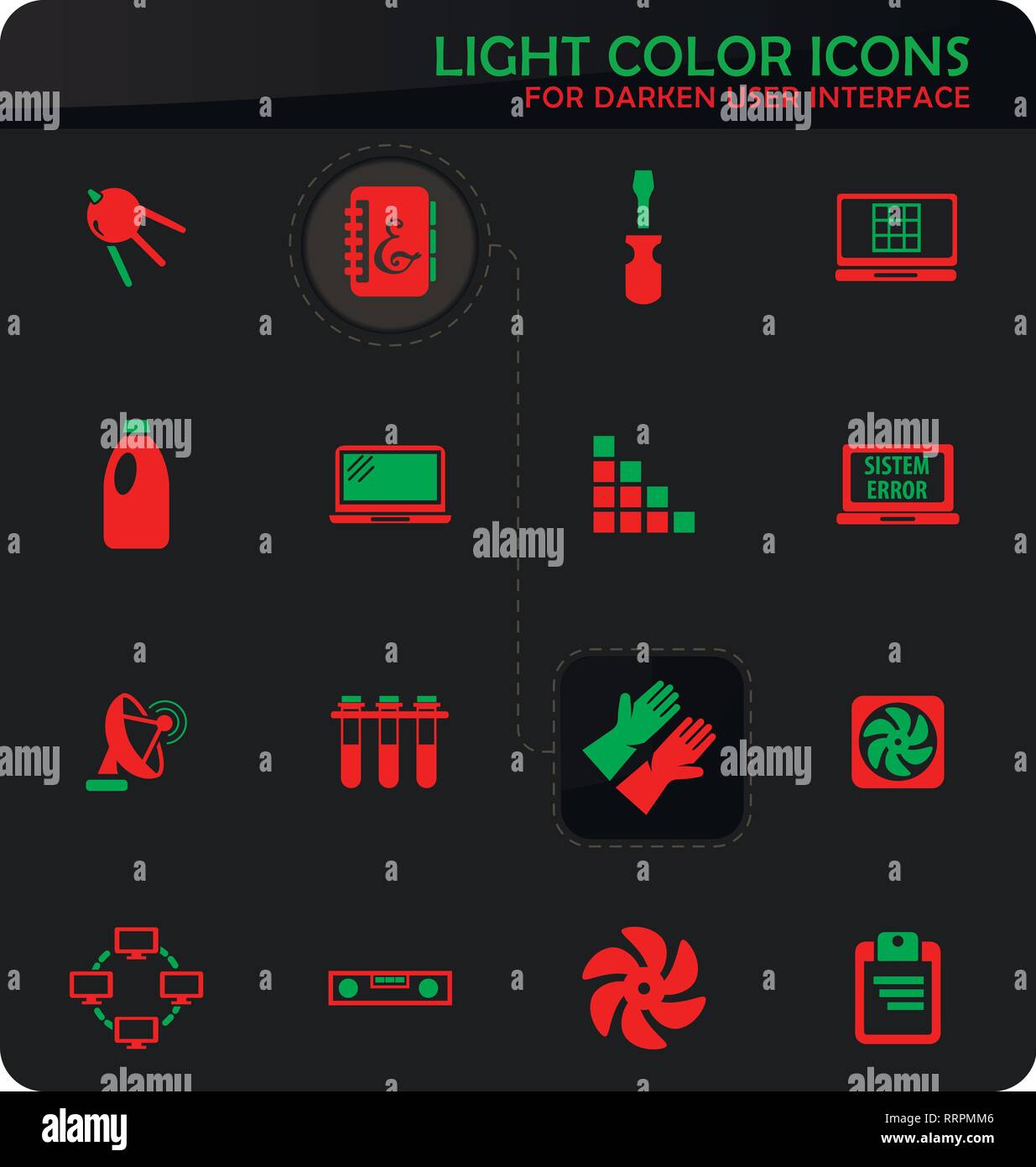 Courses school easy color vector icons on darken background for user ...