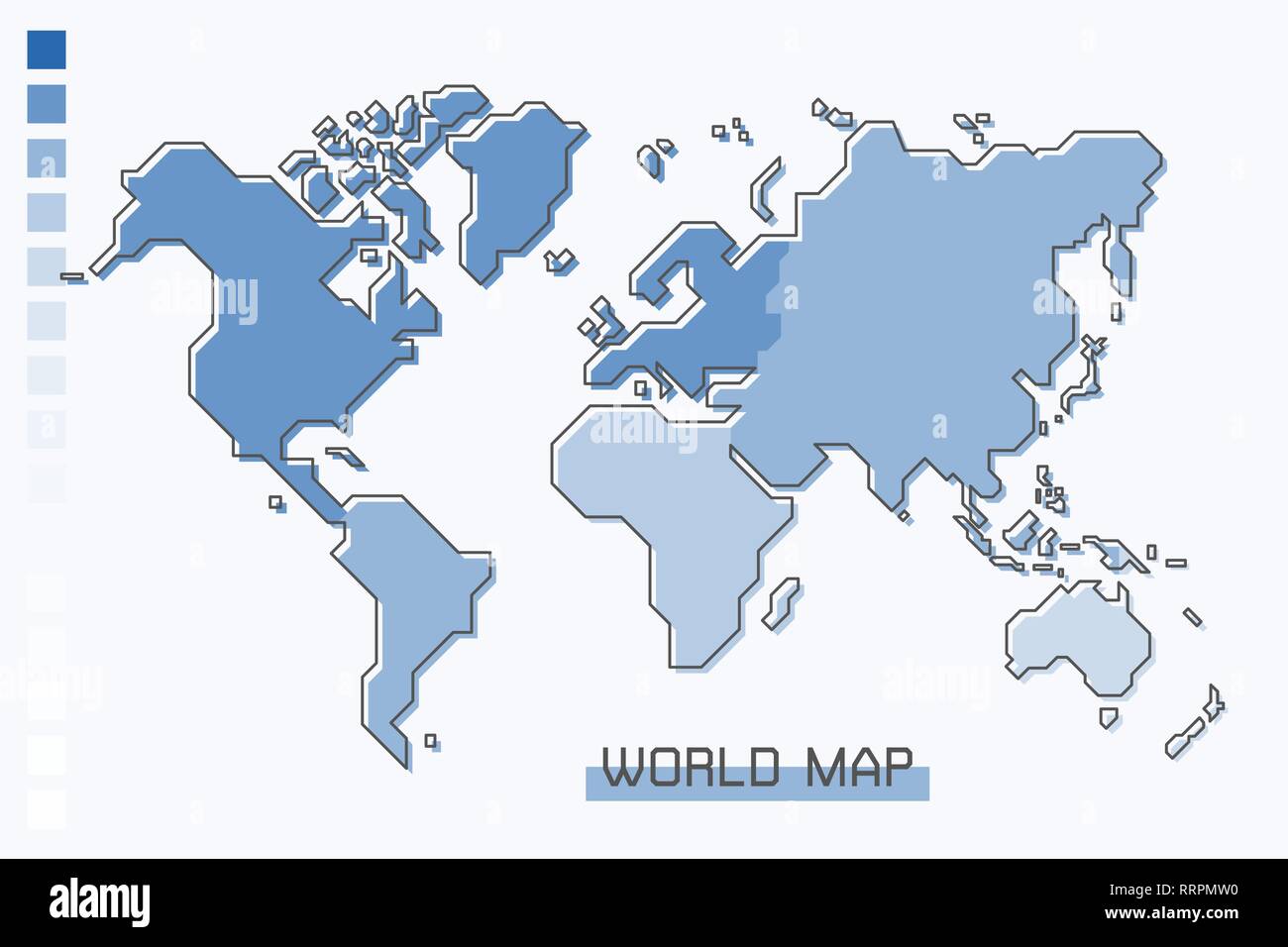 World map blue gradient color with modern simple cartoon line design ...