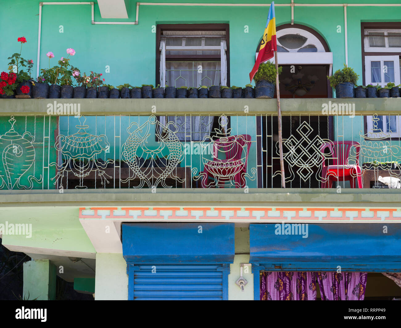 Balcony of building, Kaluk, Sikkim, India Stock Photo - Alamy