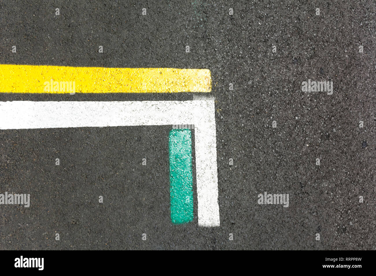 Part of colored parking lines on tarmac or asphalt - Abstract ...