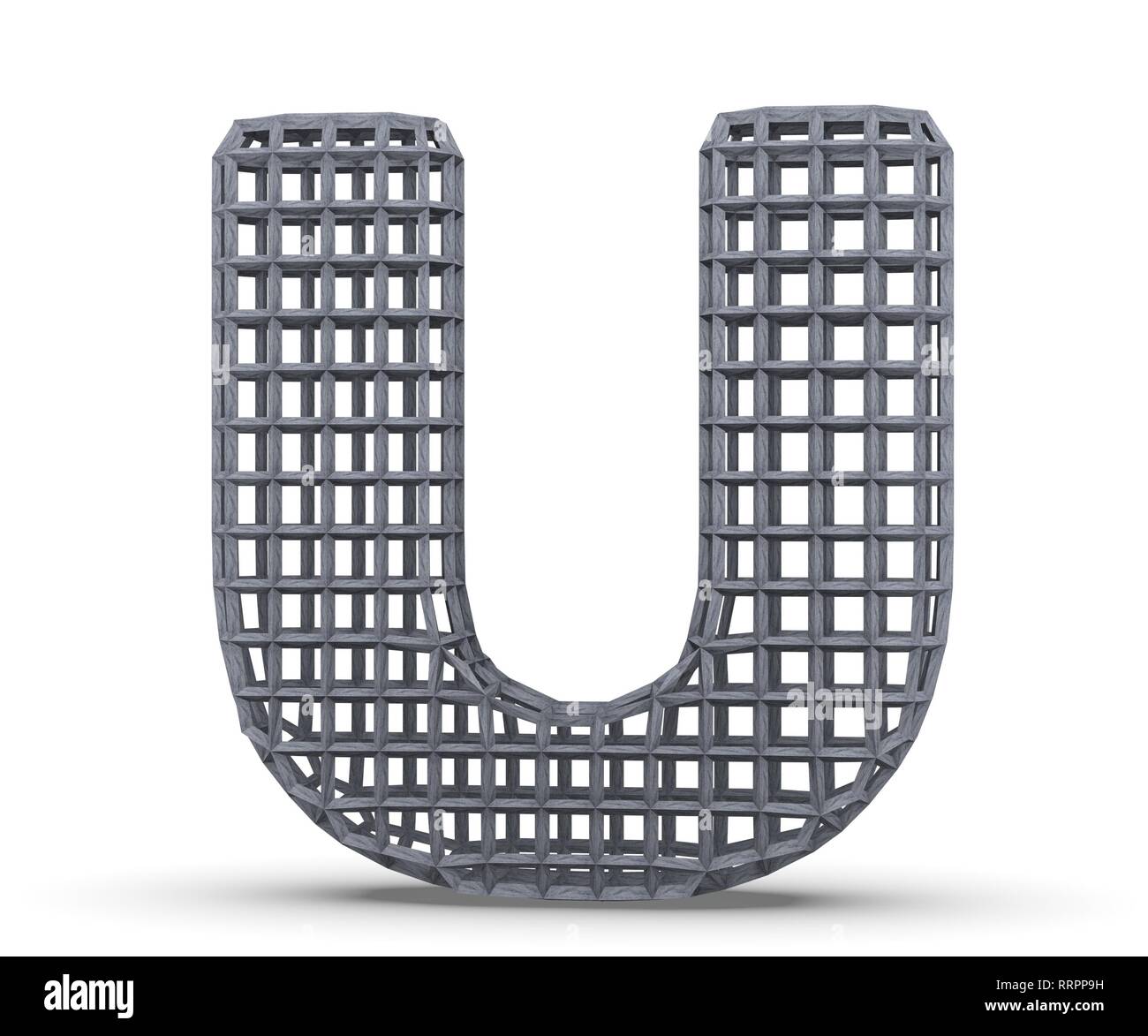 Concrete Capital Letter - U isolated on white background. 3D render ...