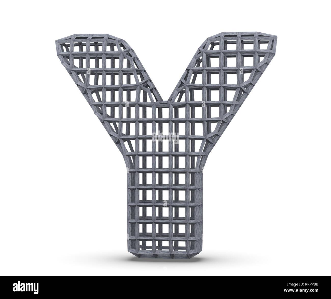 Concrete Capital Letter - Y isolated on white background. 3D render ...