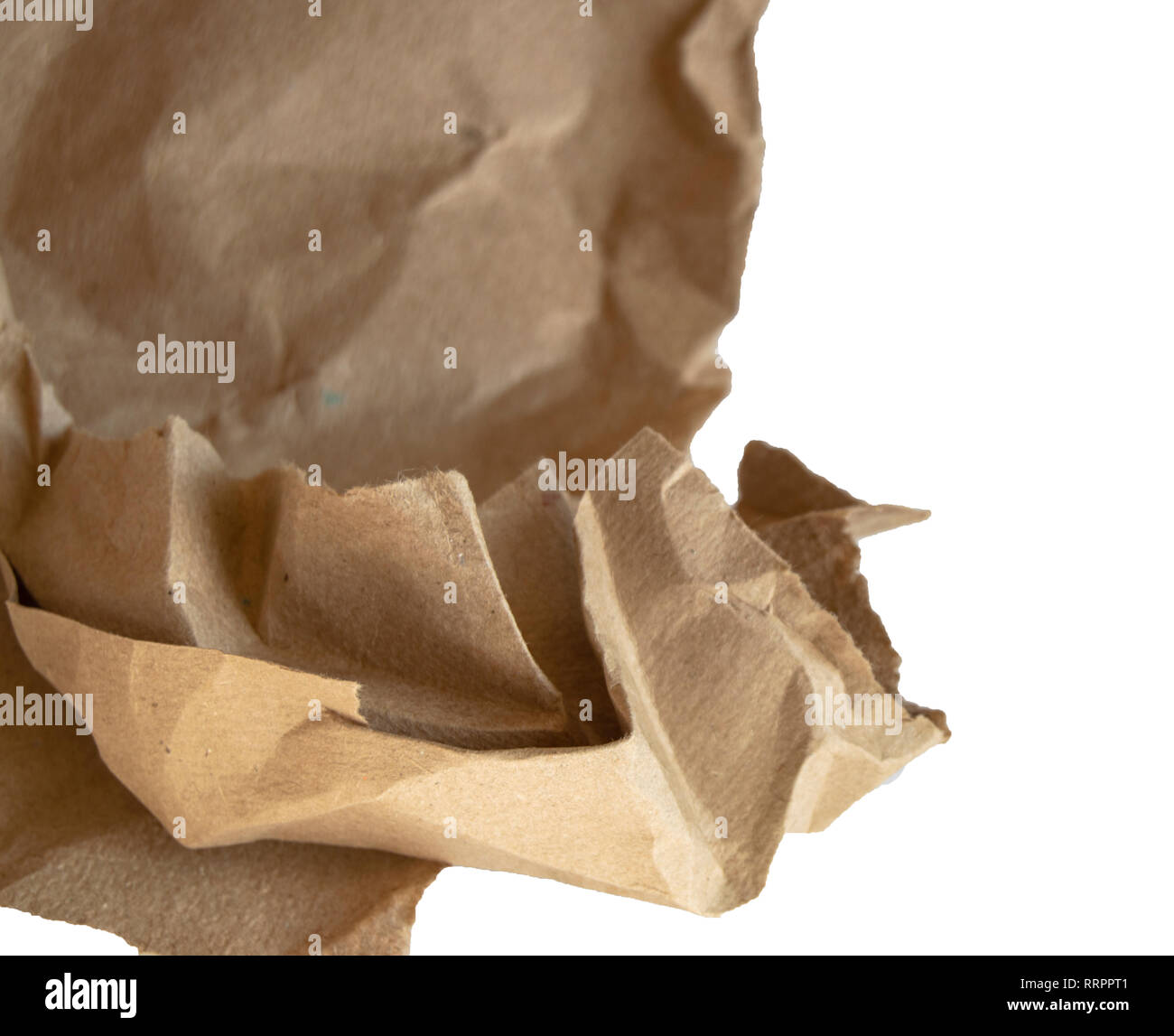 Crumpled brown wrapping paper and texture, clipping, isolated on white ...