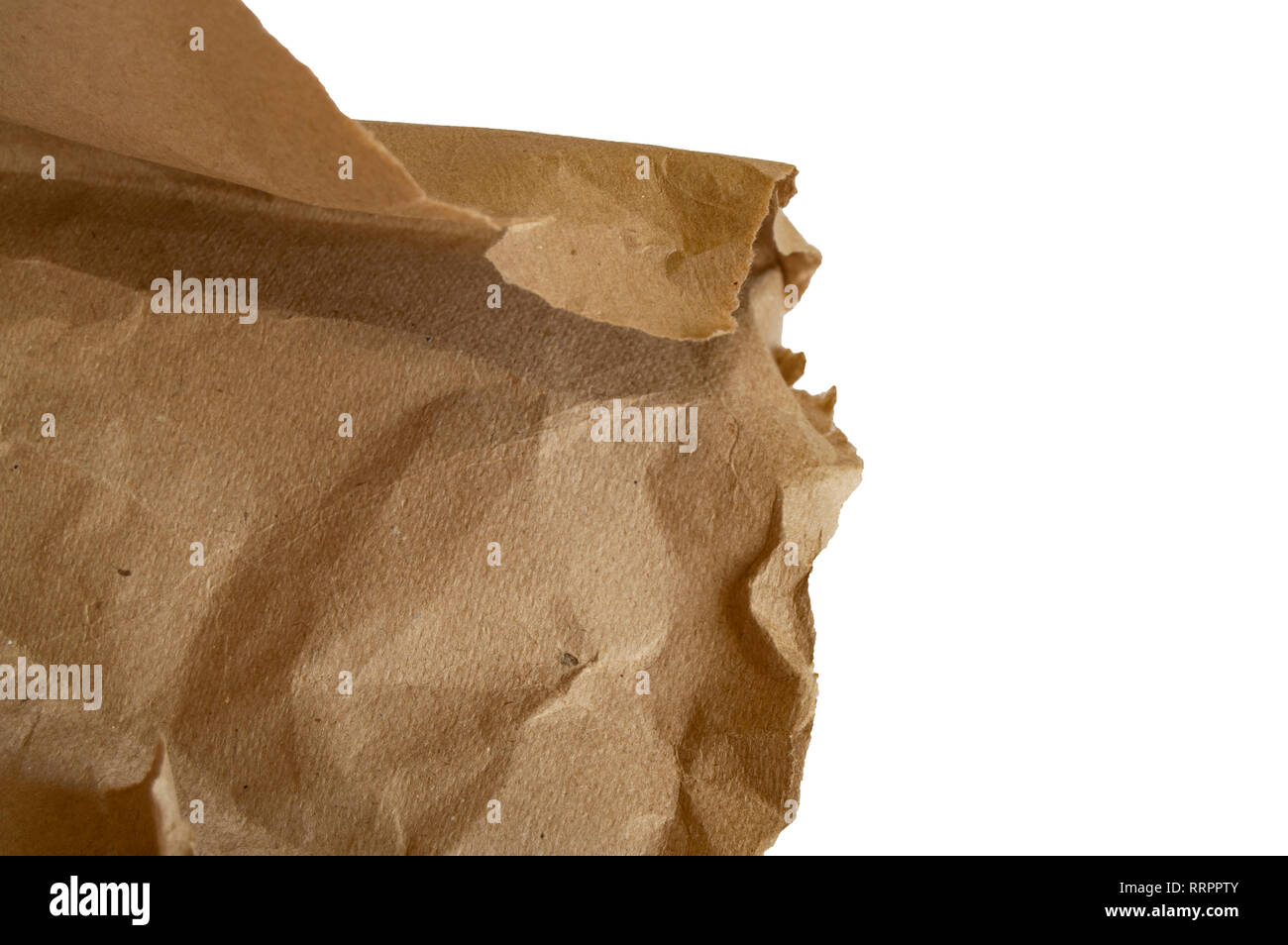 Crumpled brown wrapping paper and texture, clipping, isolated on white ...