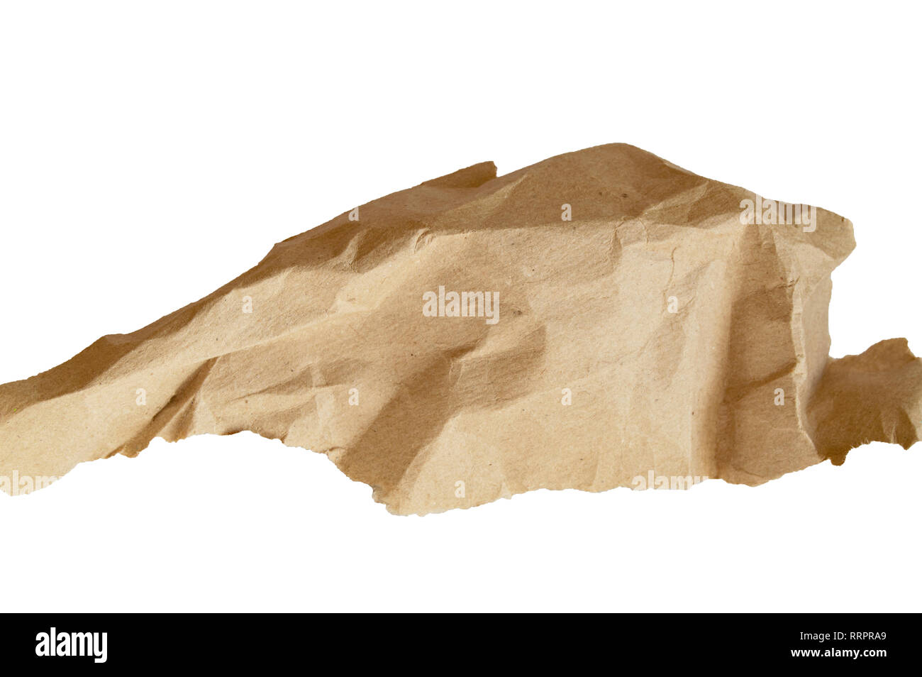 Crumpled brown wrapping paper and texture, clipping, isolated on white ...