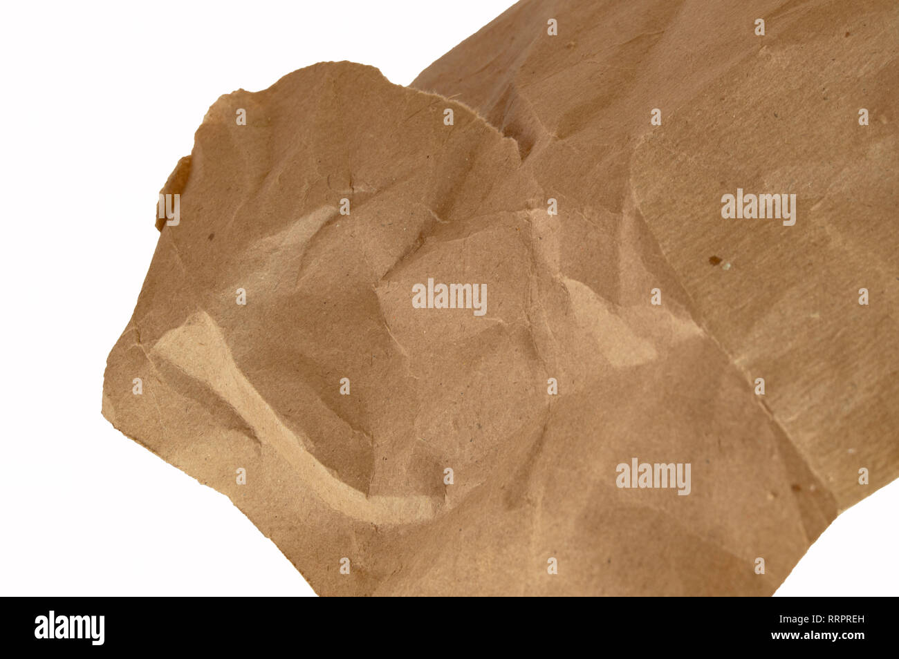 Crumpled brown wrapping paper and texture, clipping, isolated on white ...