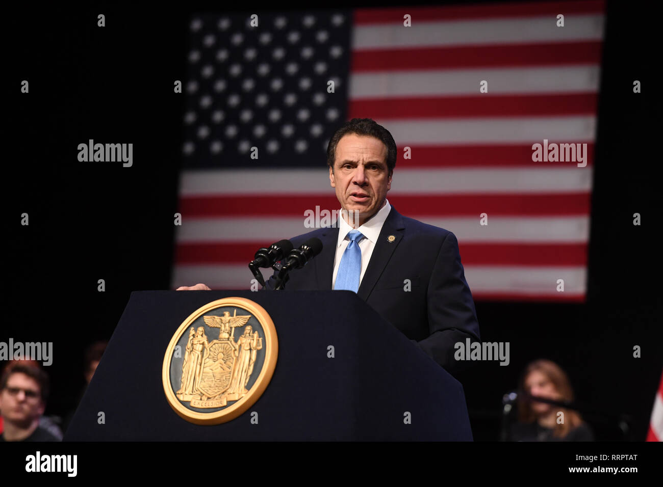 New York, USA. 25th Feb, 2019. Governor Andrew Cuomo signs the 'Red ...
