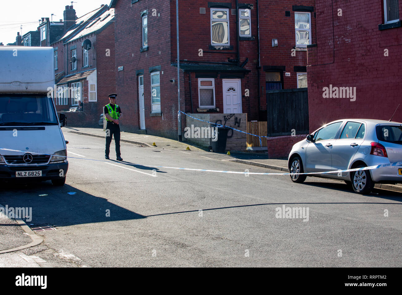 Leeds, UK - 26 February 2019. Police are investigating murder scene in ...