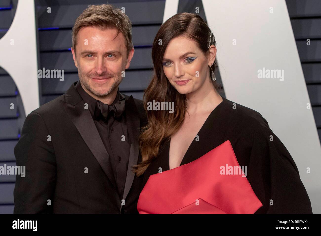 Lydia Hearst and Chris Hardwick attend the Vanity Fair Oscar Party at ...