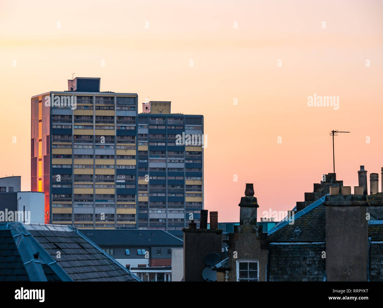 Roof top chimney sunset silhouette hi-res stock photography and images ...