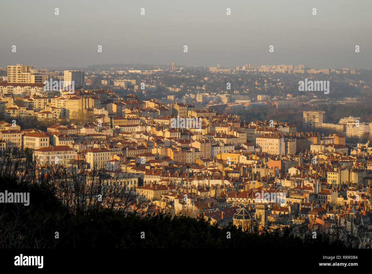 Lyon, France, February 26th 2019: A view shows Lyon metropolis (Central ...