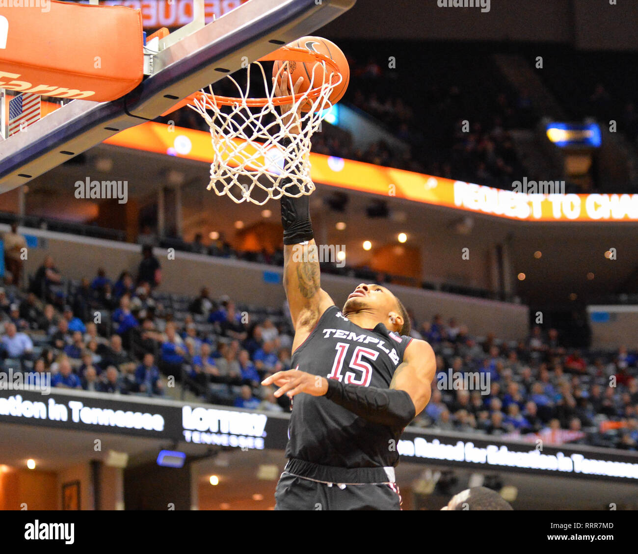 Memphis, TN, USA. 26th Feb, 2019. Temple guard, Nate Pierre-Louis (15 ...
