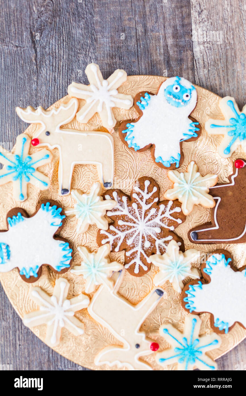 Christmas cookies decorated with royal icing Stock Photo - Alamy