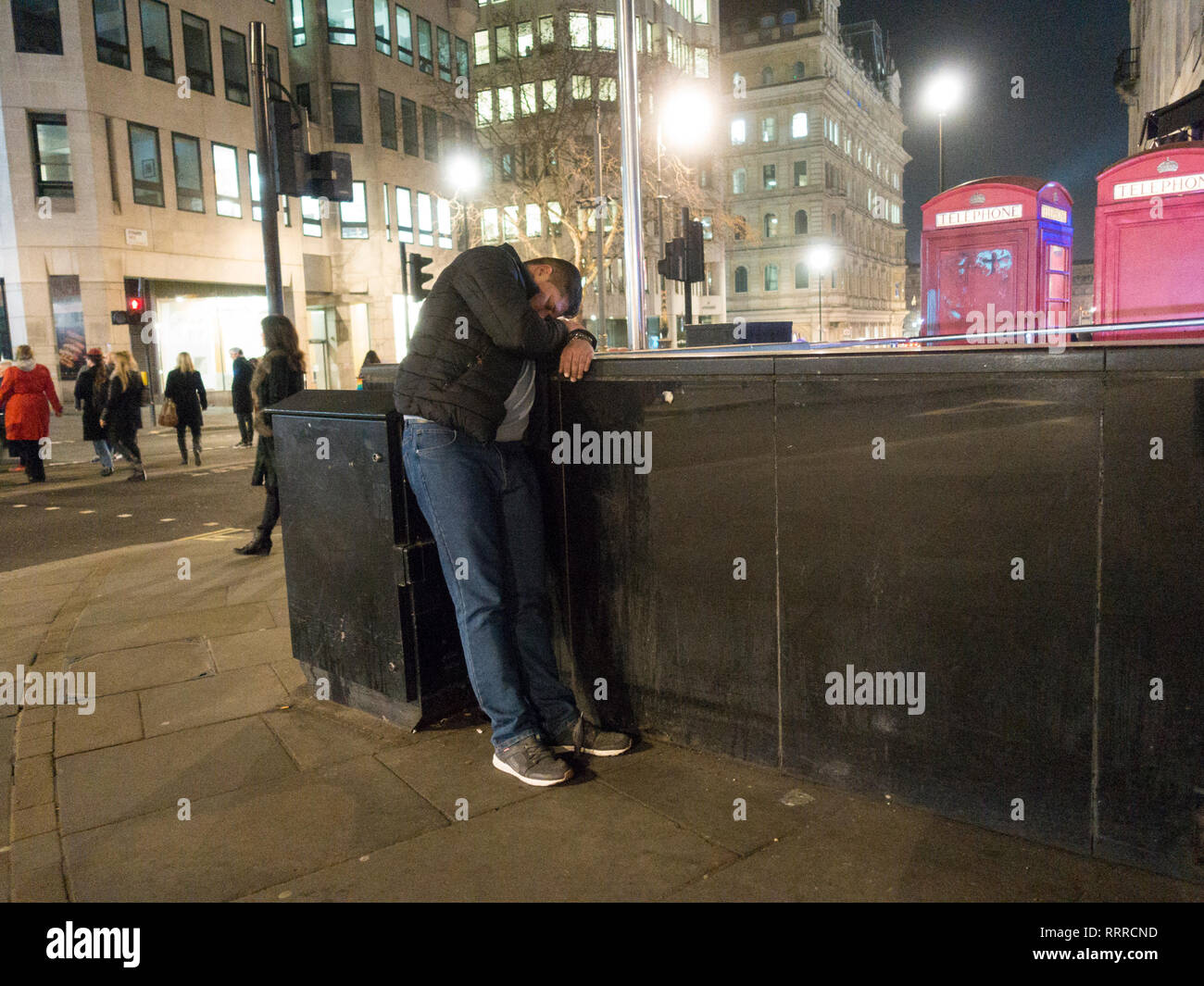 Man Sleeping Standing Stock Photo - Alamy
