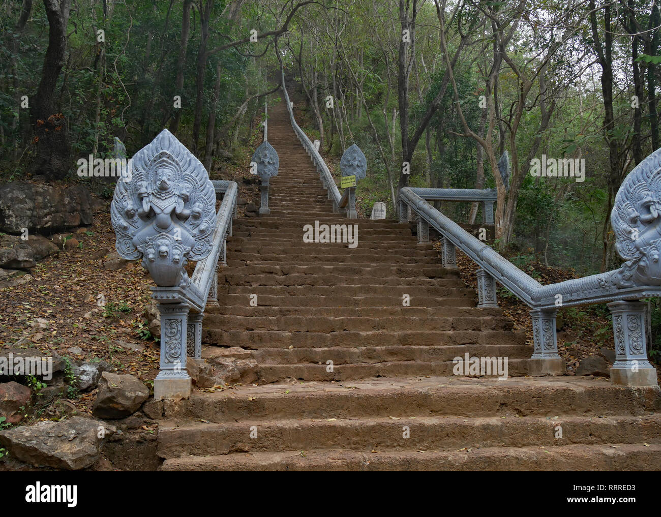The spectacular staircase of 358 steps up Phnom Banan with Nagas ...