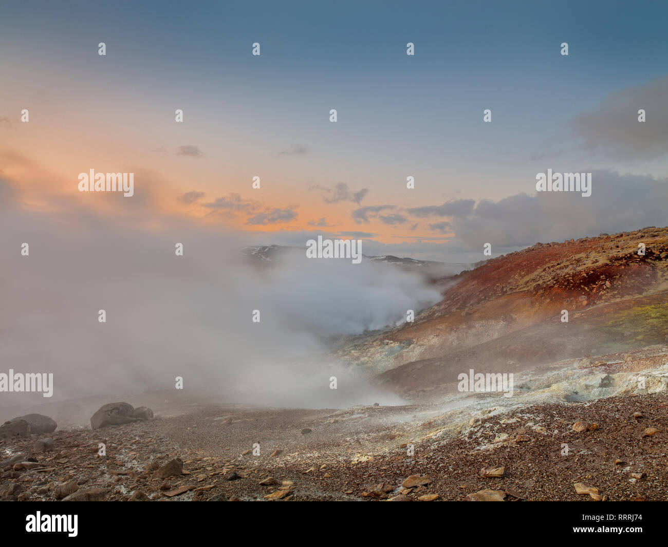 Geothermal area near The Hverahlidarvirkjun Power Plant, Hellisheidi ...