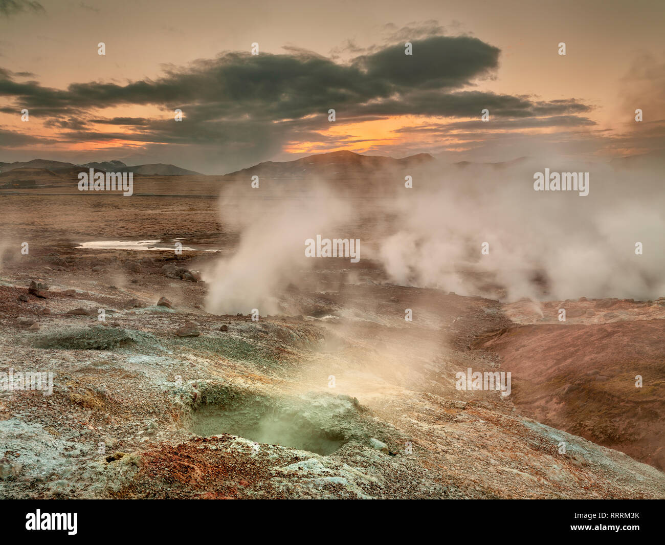 Geothermal area near The Hverahlidarvirkjun Power Plant, Hellisheidi ...