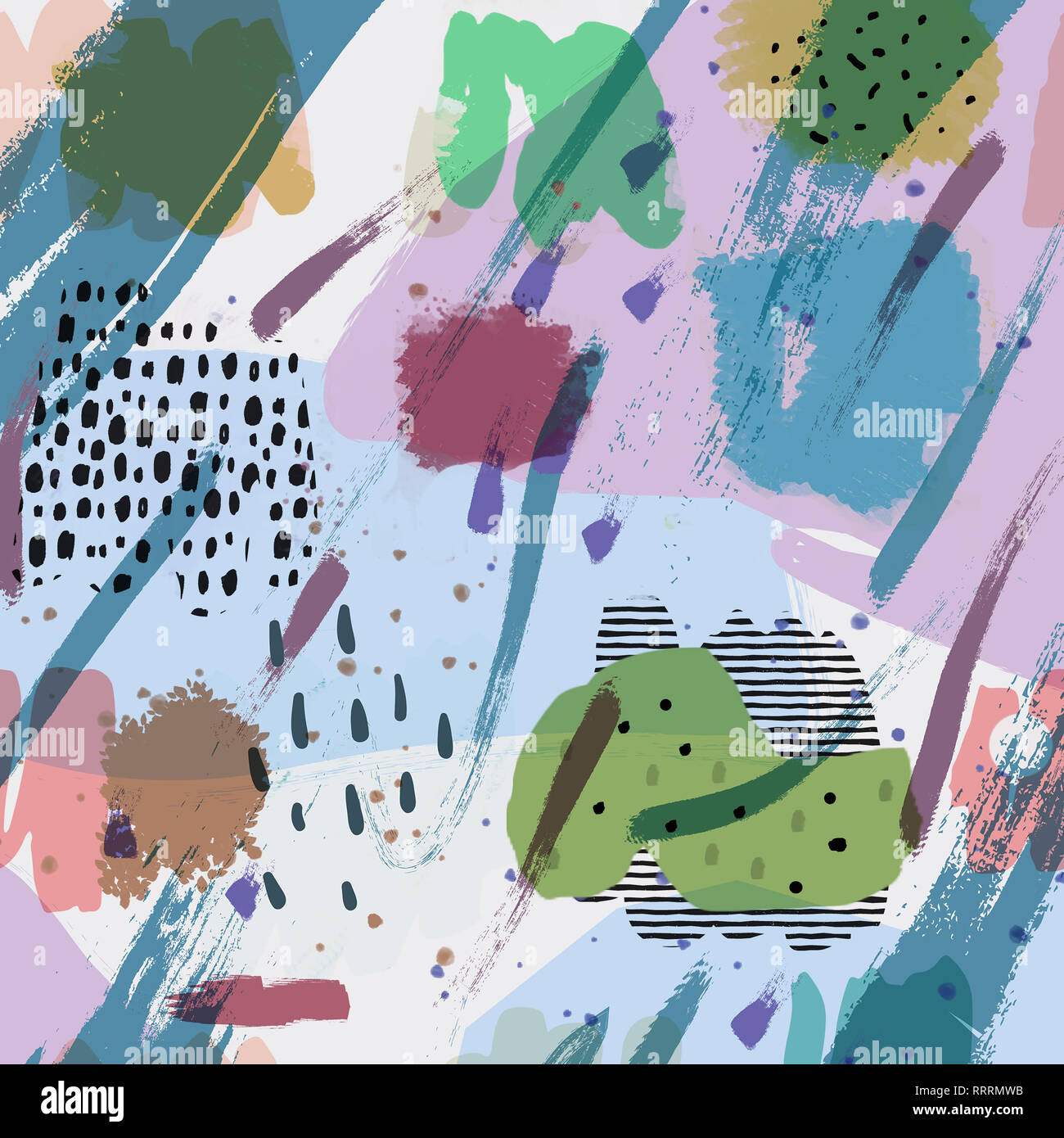 Multi-colored spots and brush strokes on white background Stock Photo ...