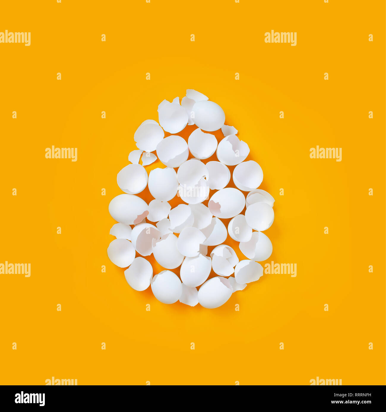Shape of big egg made with white eggshells, conceptual image Stock ...