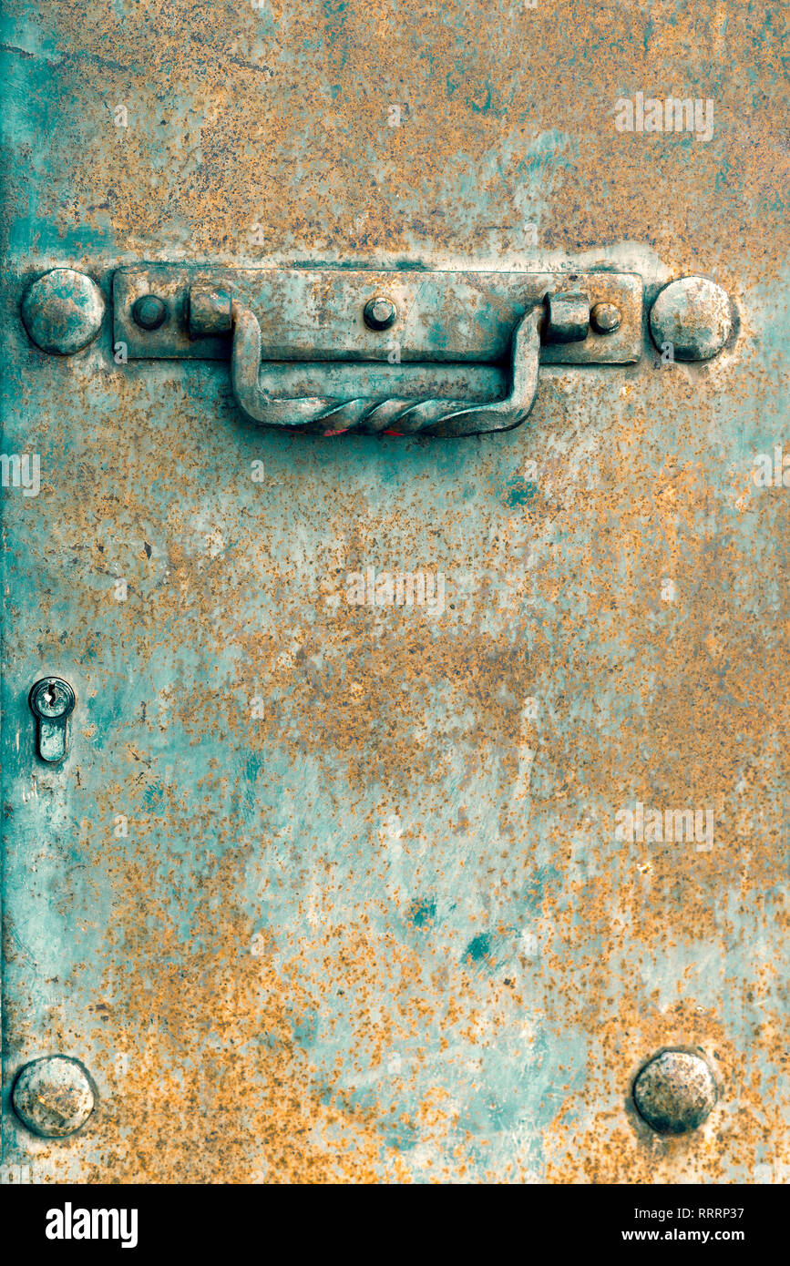 close-up of the handle of an old rusty metal door Stock Photo - Alamy
