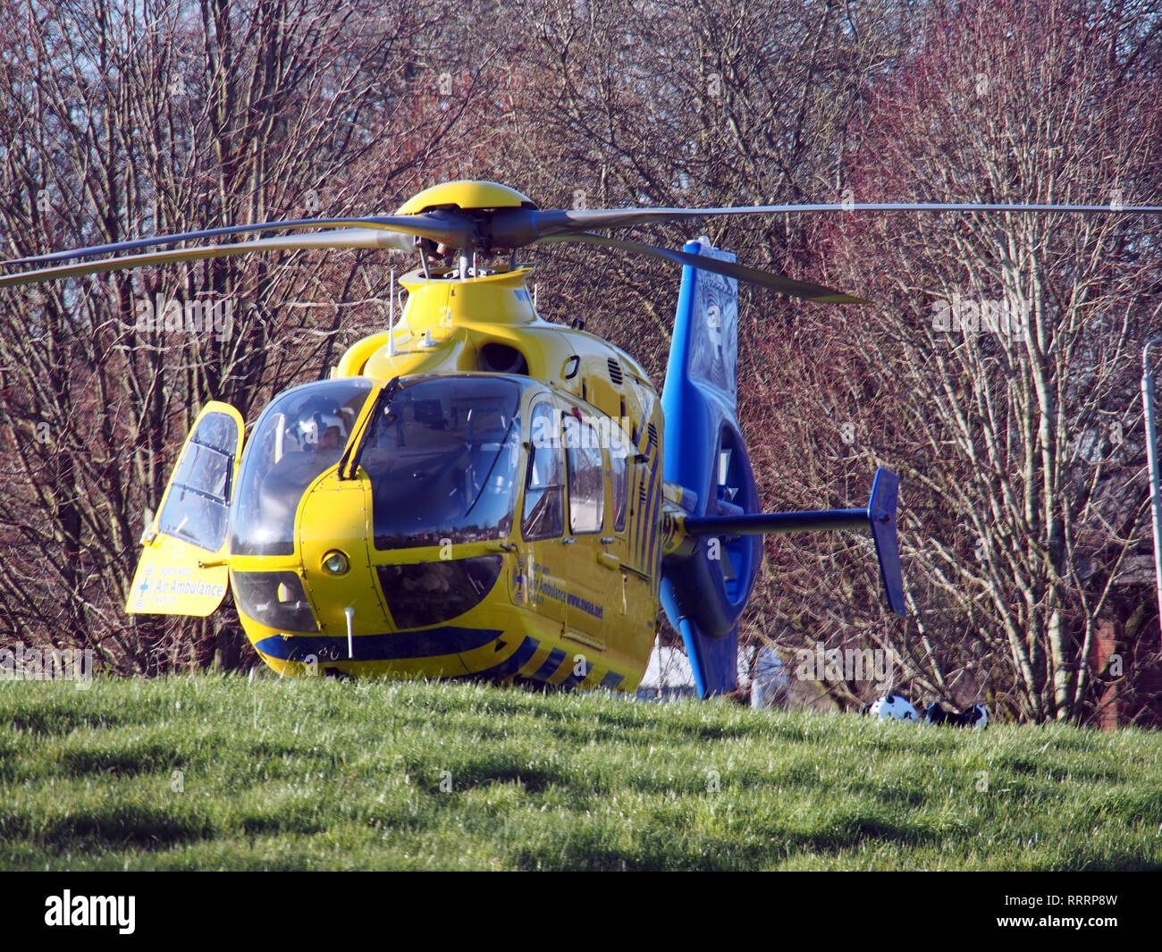 Air ambulance on "The Green", Ribbleton, Preston Stock Photo - Alamy