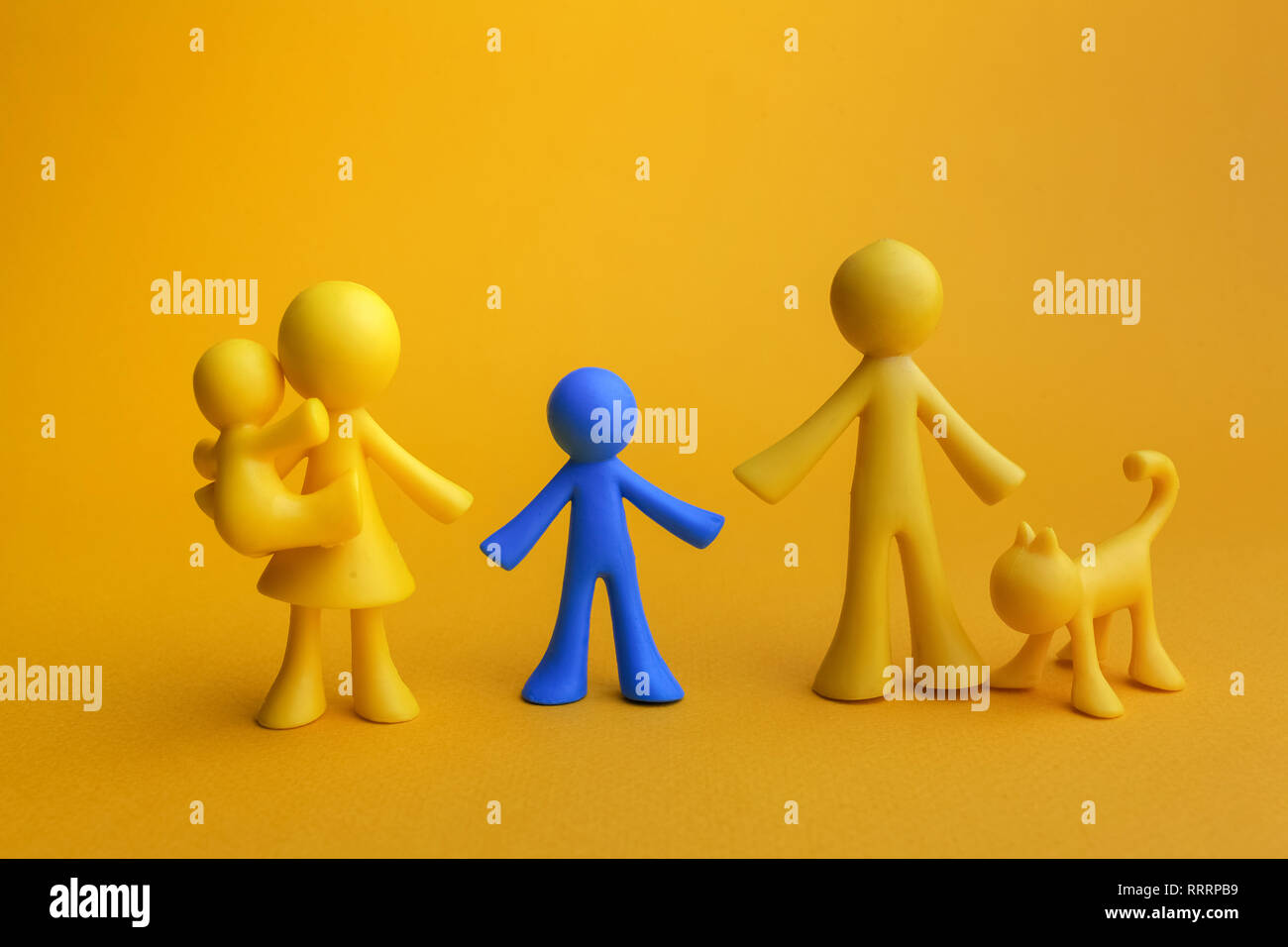 Doll family design with one different kid on yellow background. Autism ...