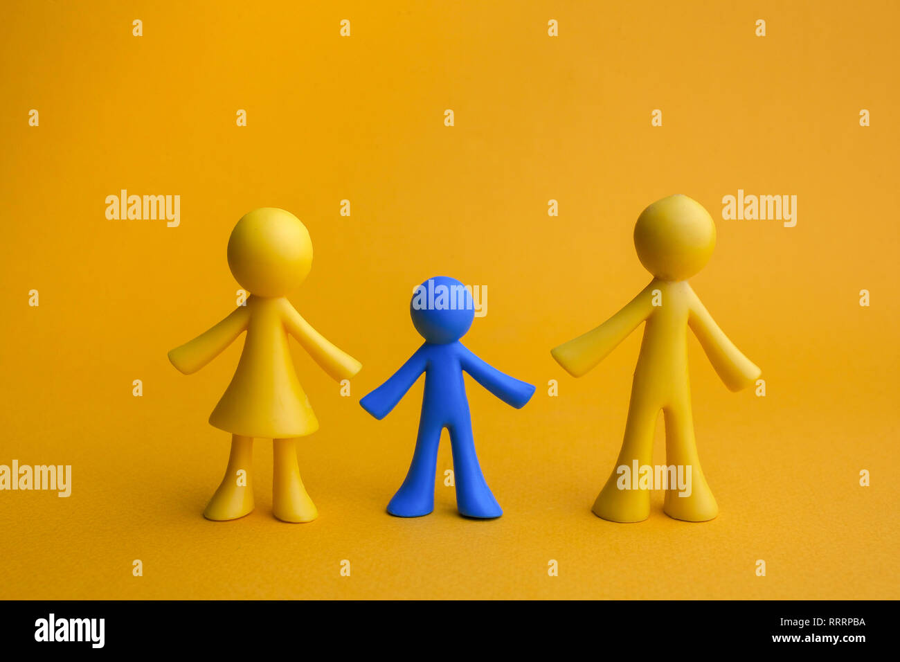 Doll family design with one different kid on yellow background. Autism ...