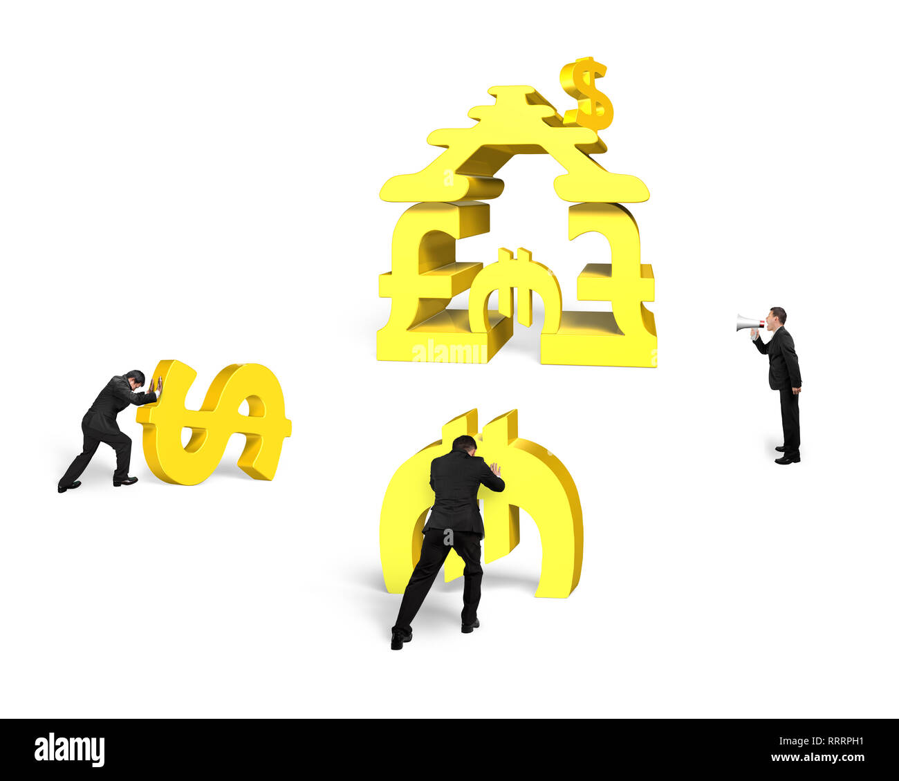 Businessmen teamwork for gold stacking money building with leader ...