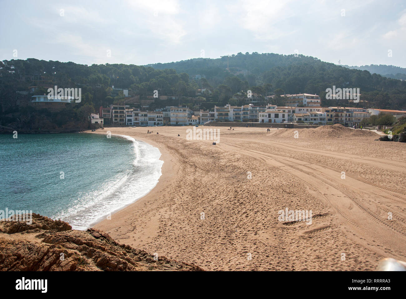 Tamariu town. High view of the coastline bay of one beach of the Costa ...
