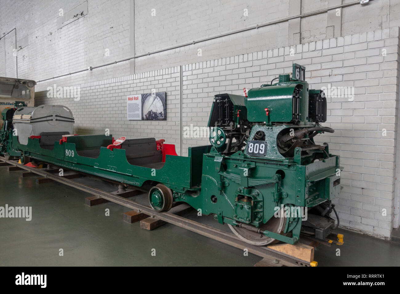 A 1930's Mail Rail rail car from the Post Office Railway in London on ...