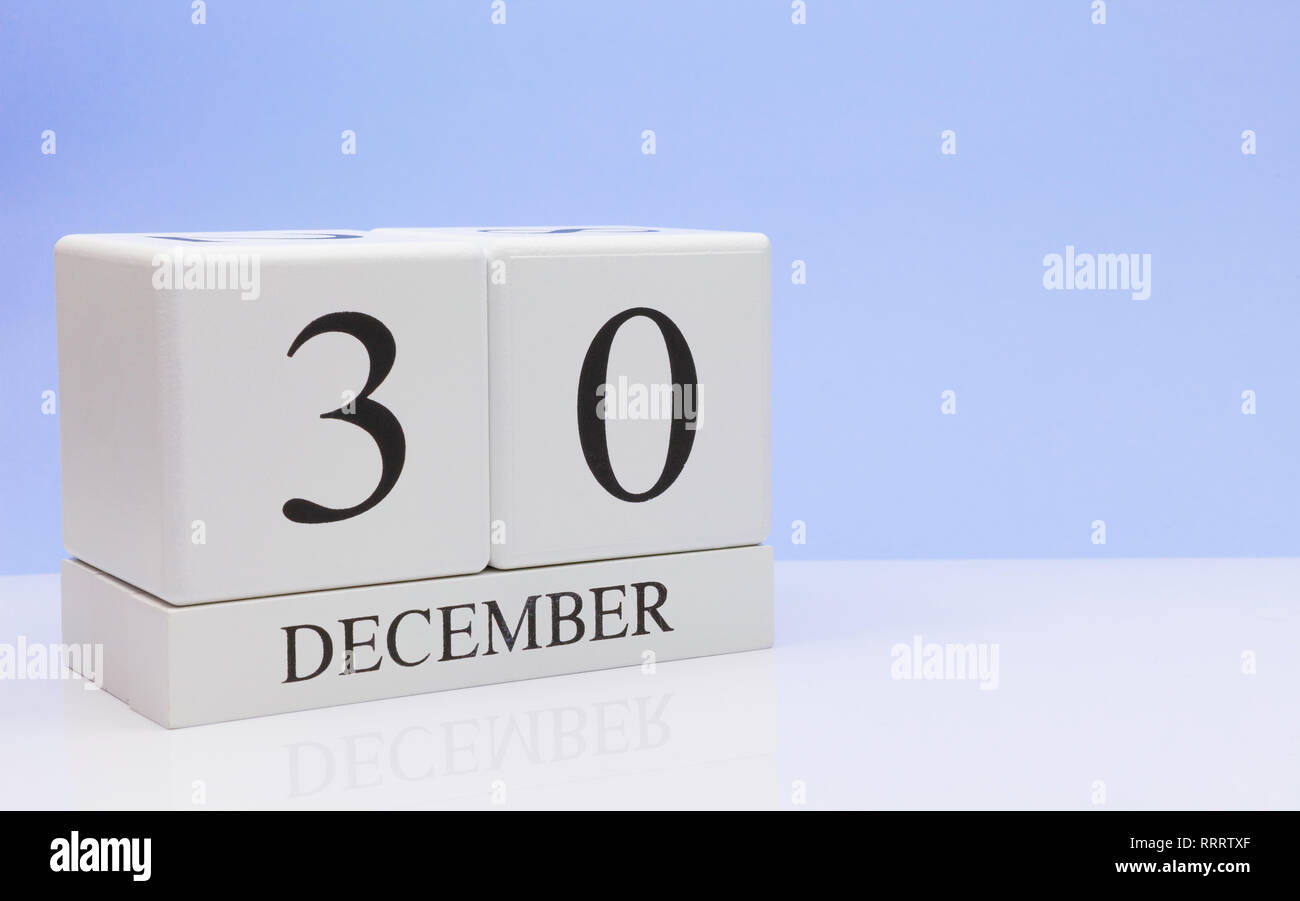 December 30st. Day 30 of month, daily calendar on white table with ...