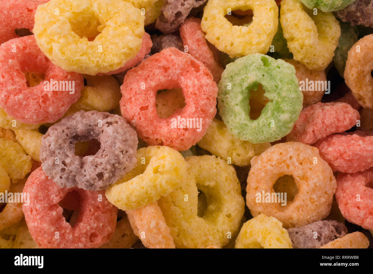 Close-up of fruit loop cereal rings Stock Photo - Alamy