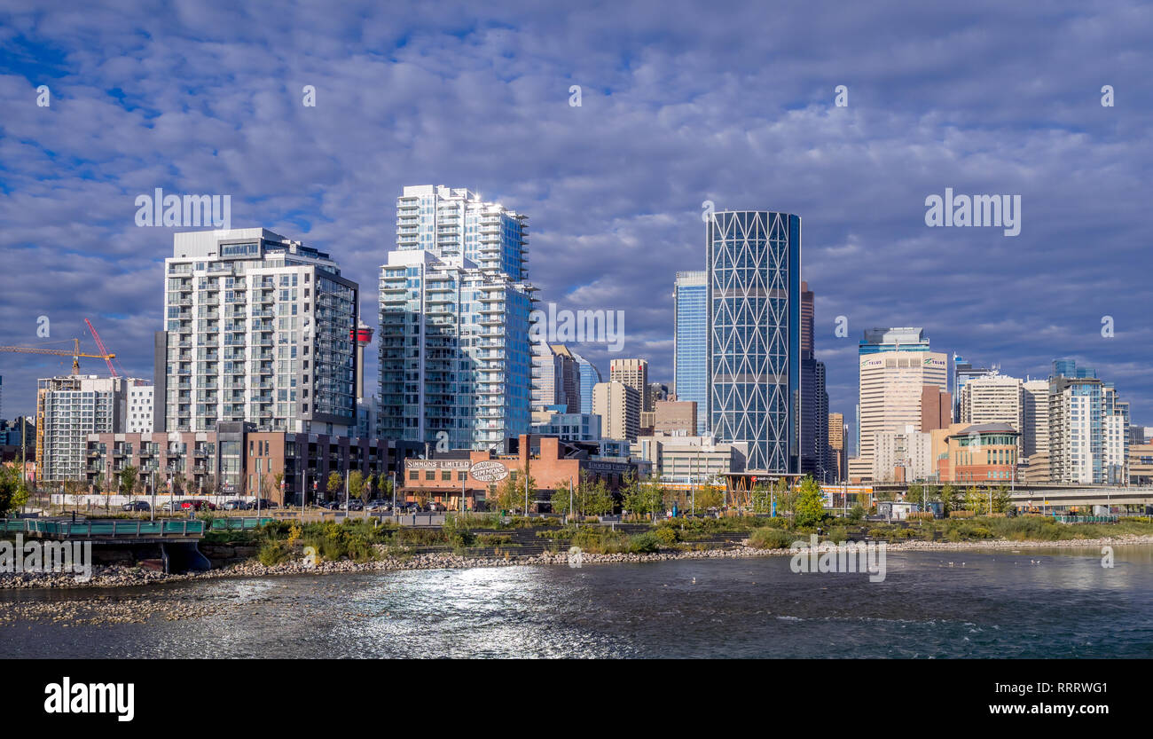 Calgary downtown as viewed from the East Village. The iconic Calgary ...