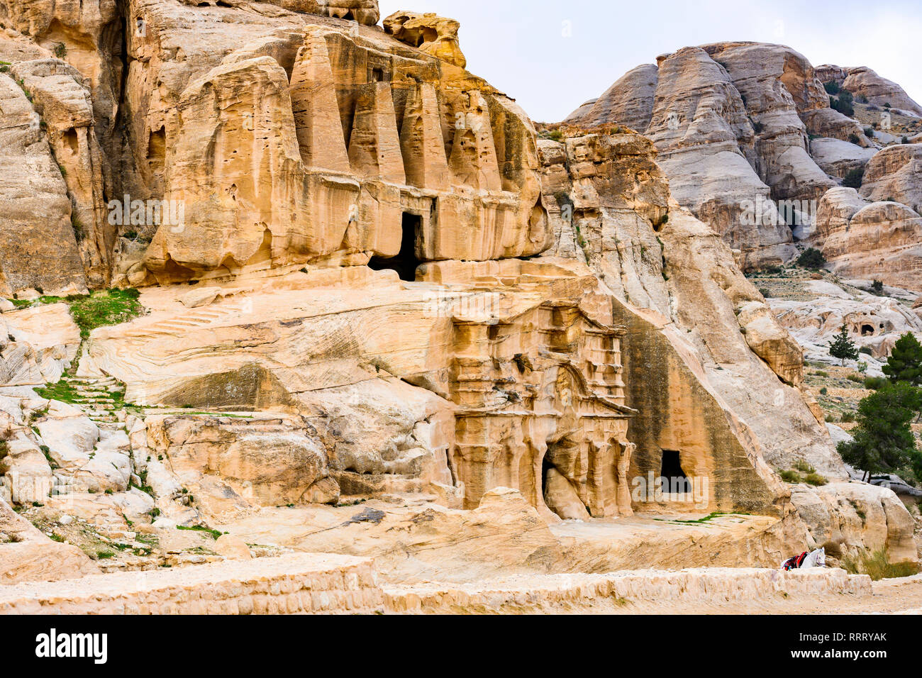 Stunning view of the beautiful ruins of Petra in Jordan. Petra is a ...