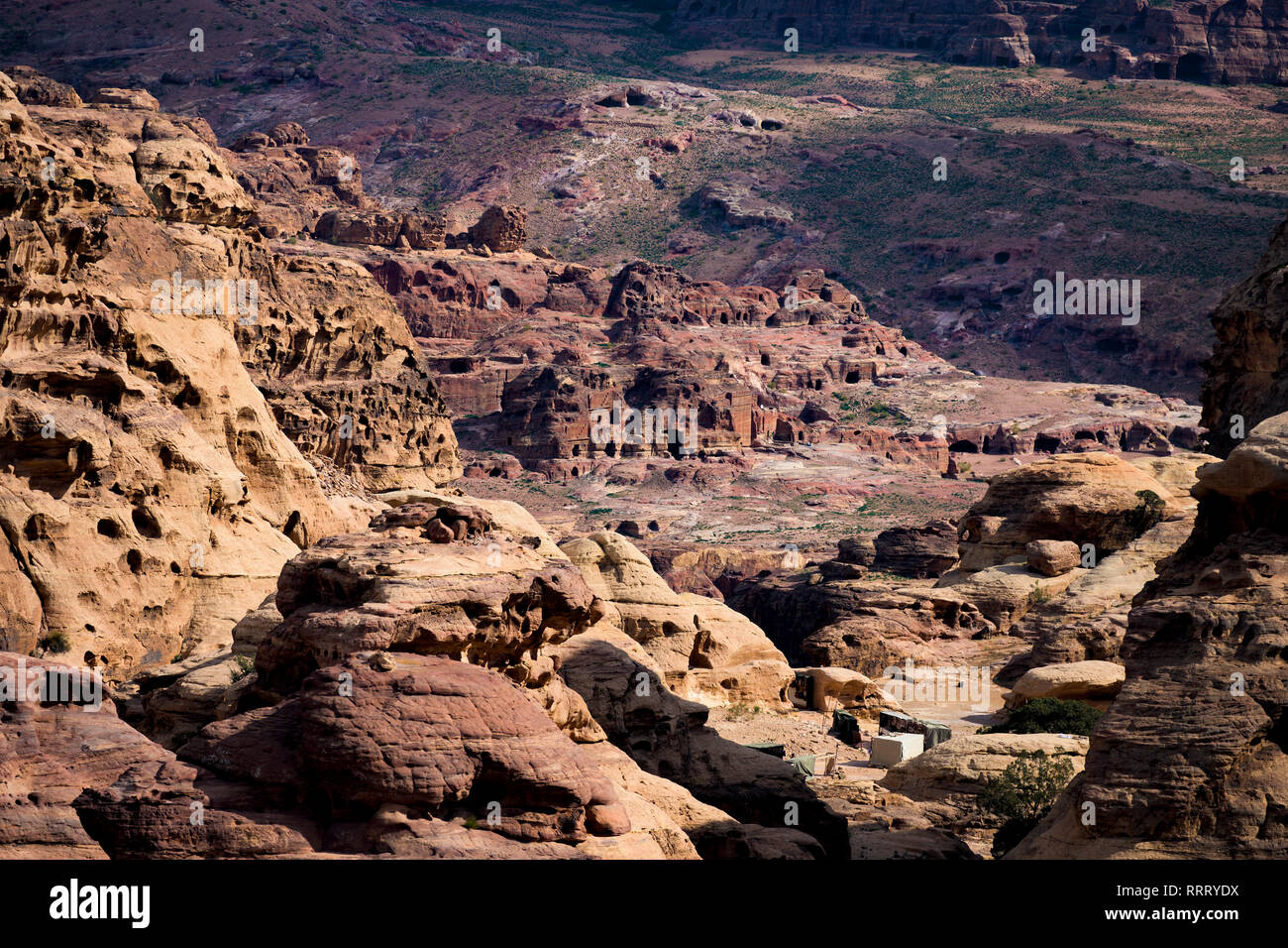 Amazing view of the beautiful Petra site. Petra is a Unesco World ...