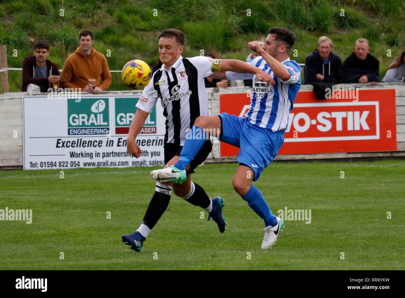 Nick Grimes, captain of Cinderford Town FC vs Evesham United FC (blue ...