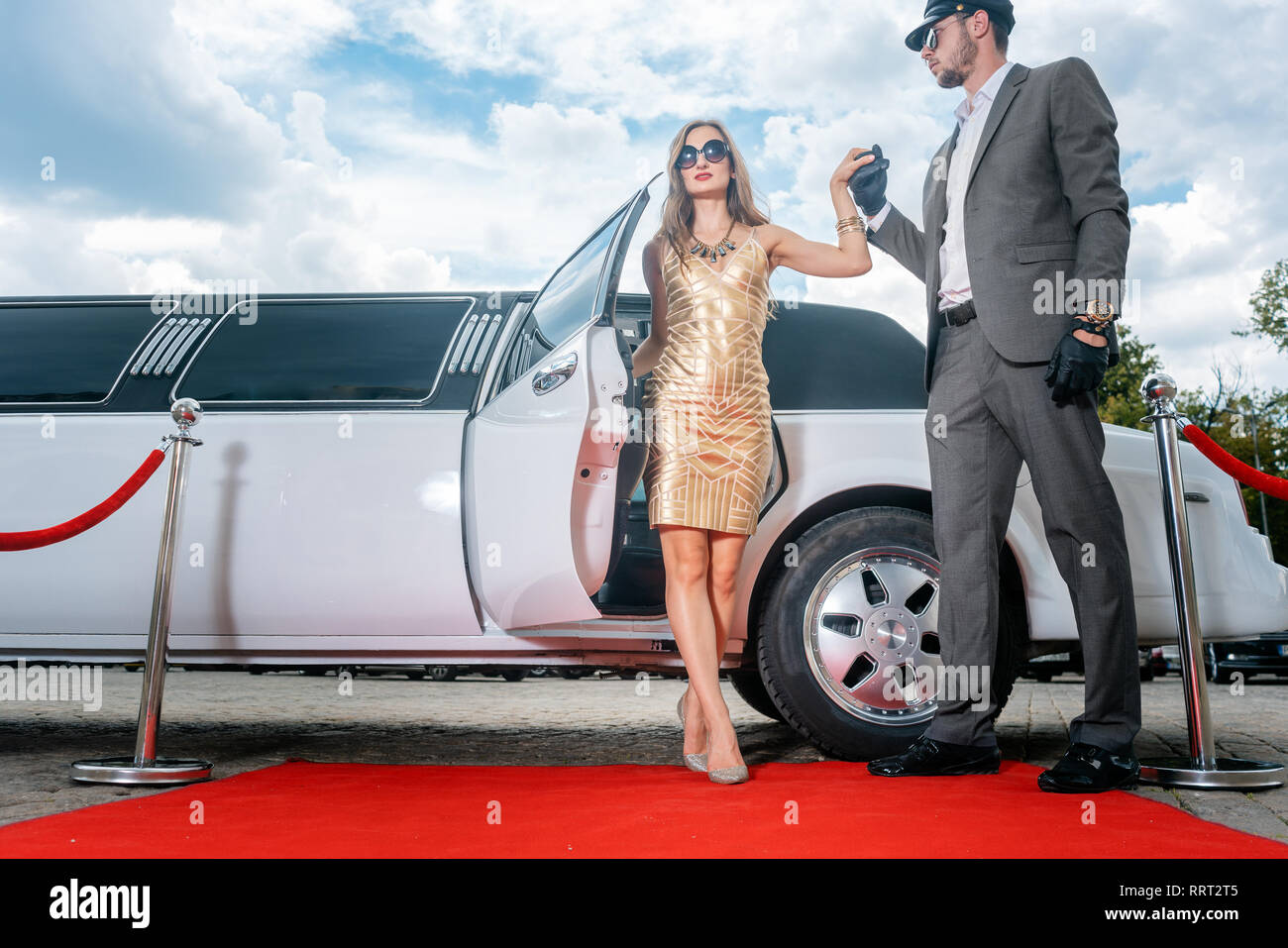 The rich woman with chauffeur hi-res stock photography and images - Alamy
