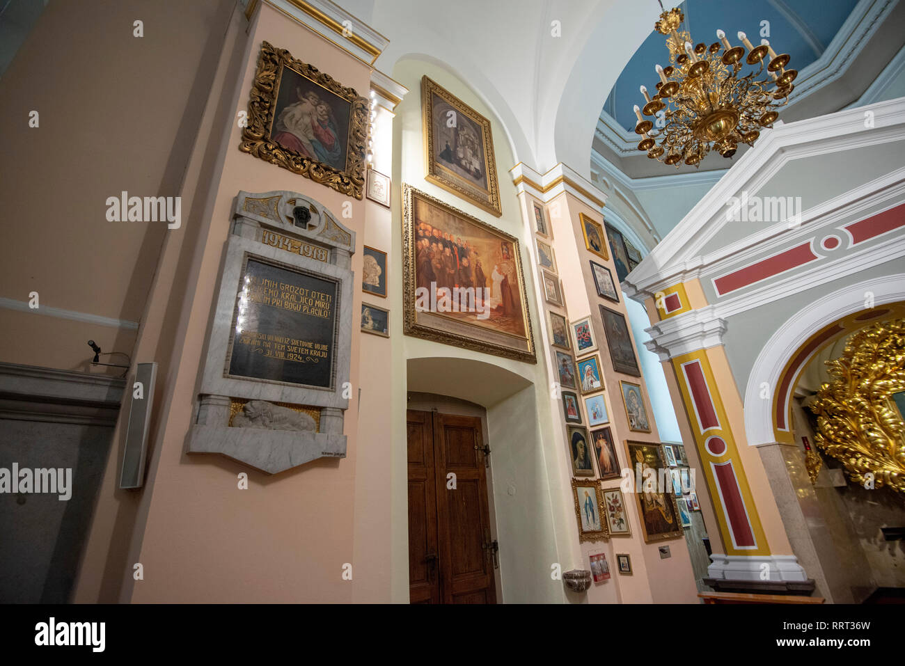 Interiors of church in brezje, most famous pilgrimage church in ...
