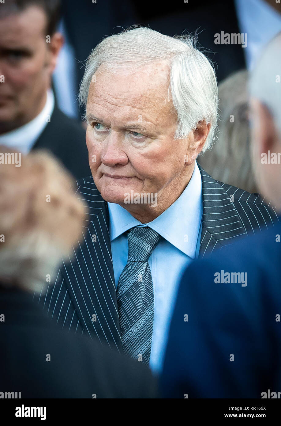 Ron Atkinson outside Halifax Minster after the funeral of Manchester ...