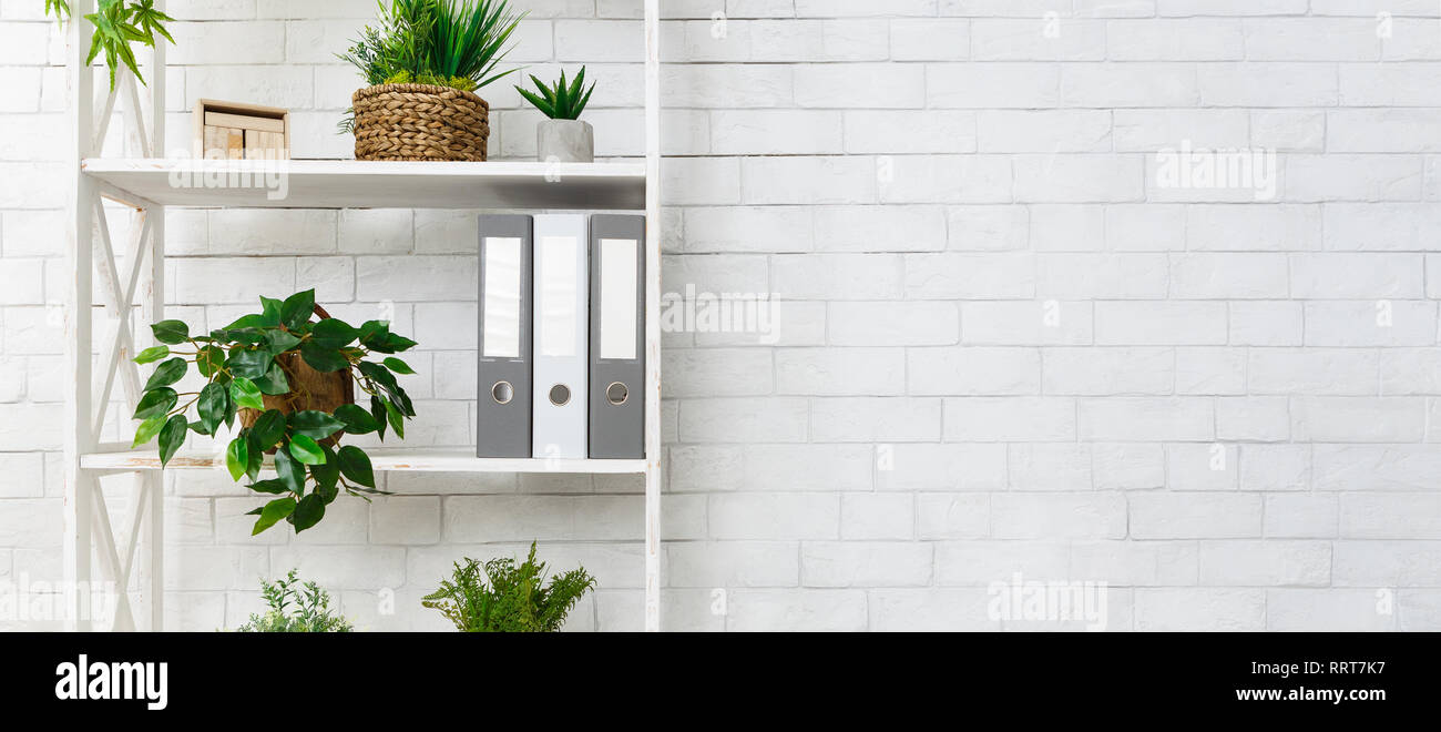 Modern bookshelf with plants hi-res stock photography and images - Alamy