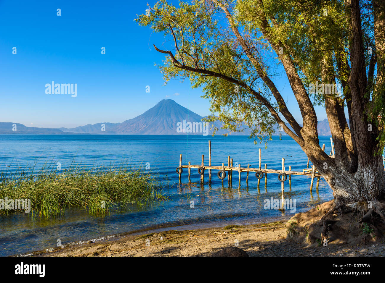 Lake Atitlan at Panajachel, Solola - Volcano Lake in Highland of ...