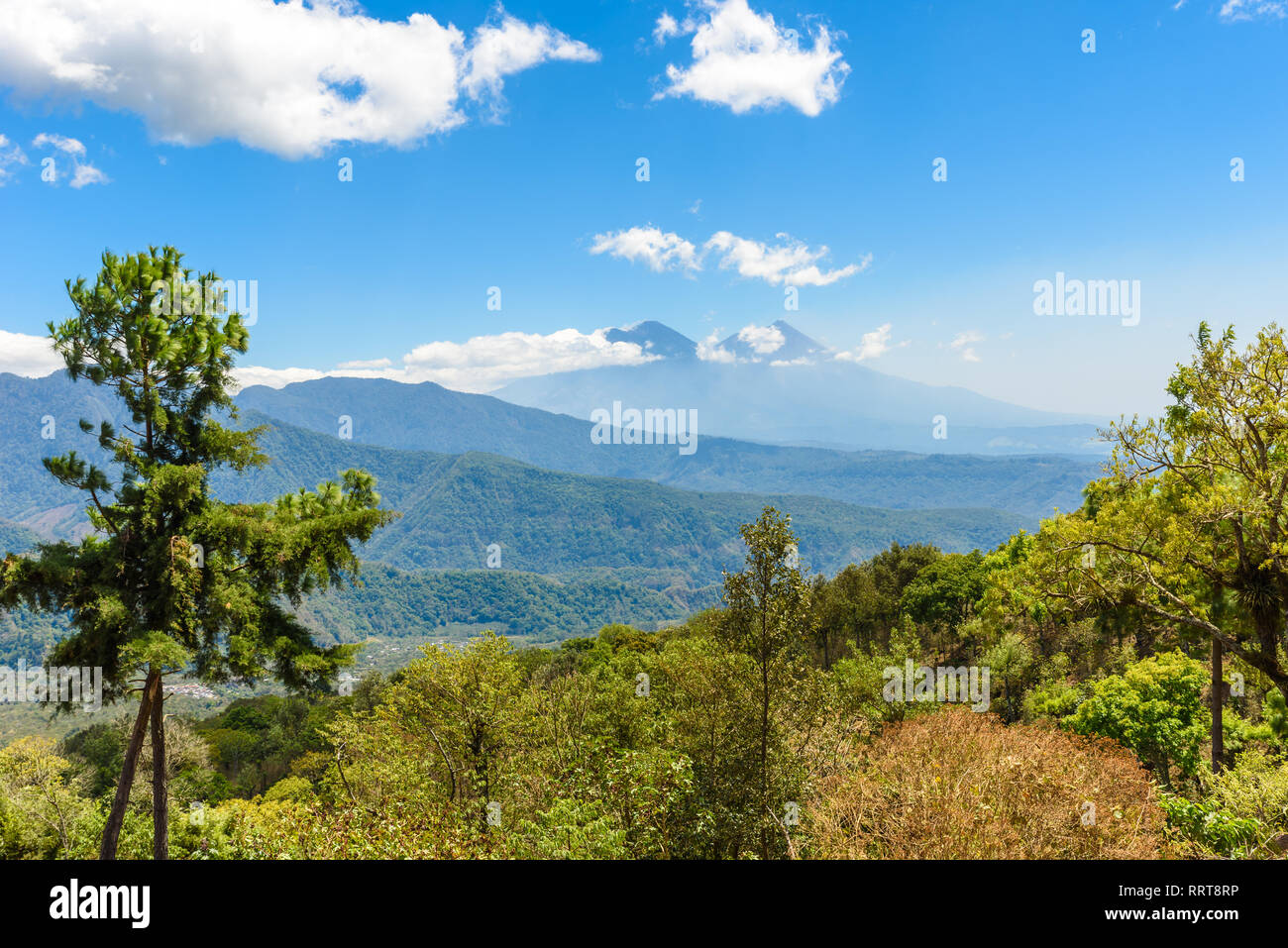 Volcano Scenery Landscape around lake Atitlan in the Highlands of ...