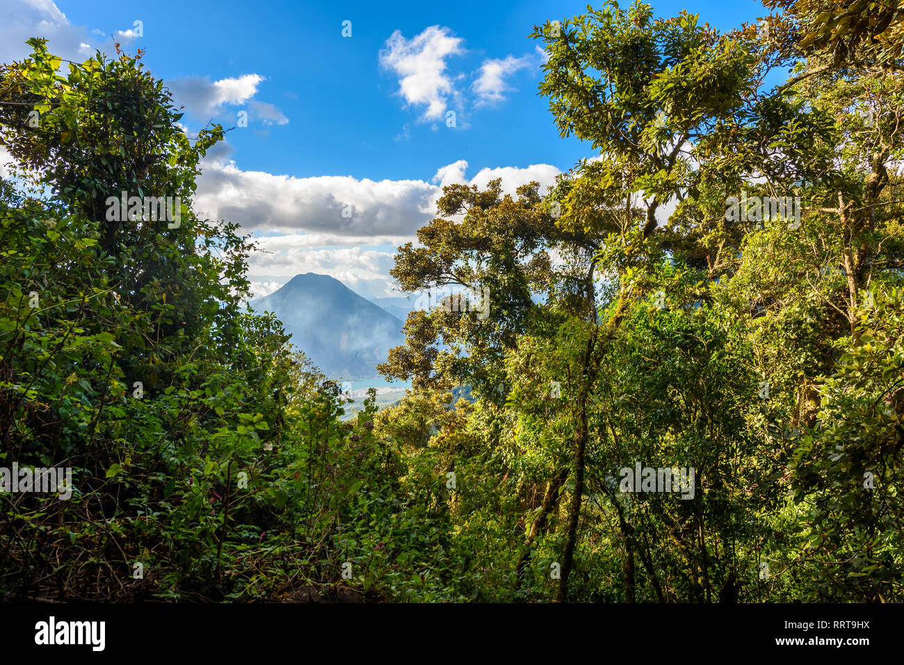 View to Volcano Toliman at Lake Atitlan in Highlands of Guatemala ...