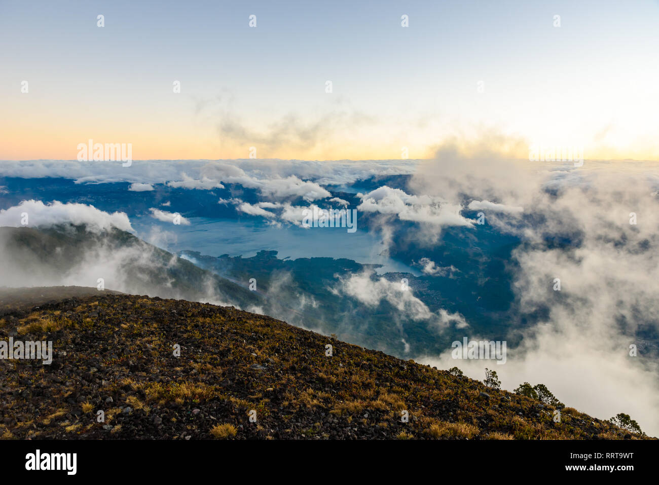 Volcano Scenery Landscape around lake Atitlan in the Highlands of ...