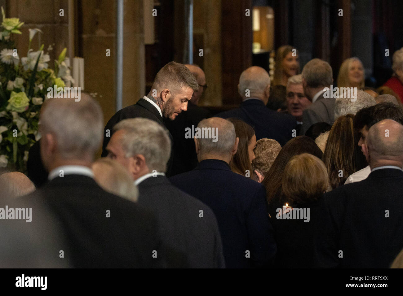 David Beckham at Halifax Minster during the funeral service of ...