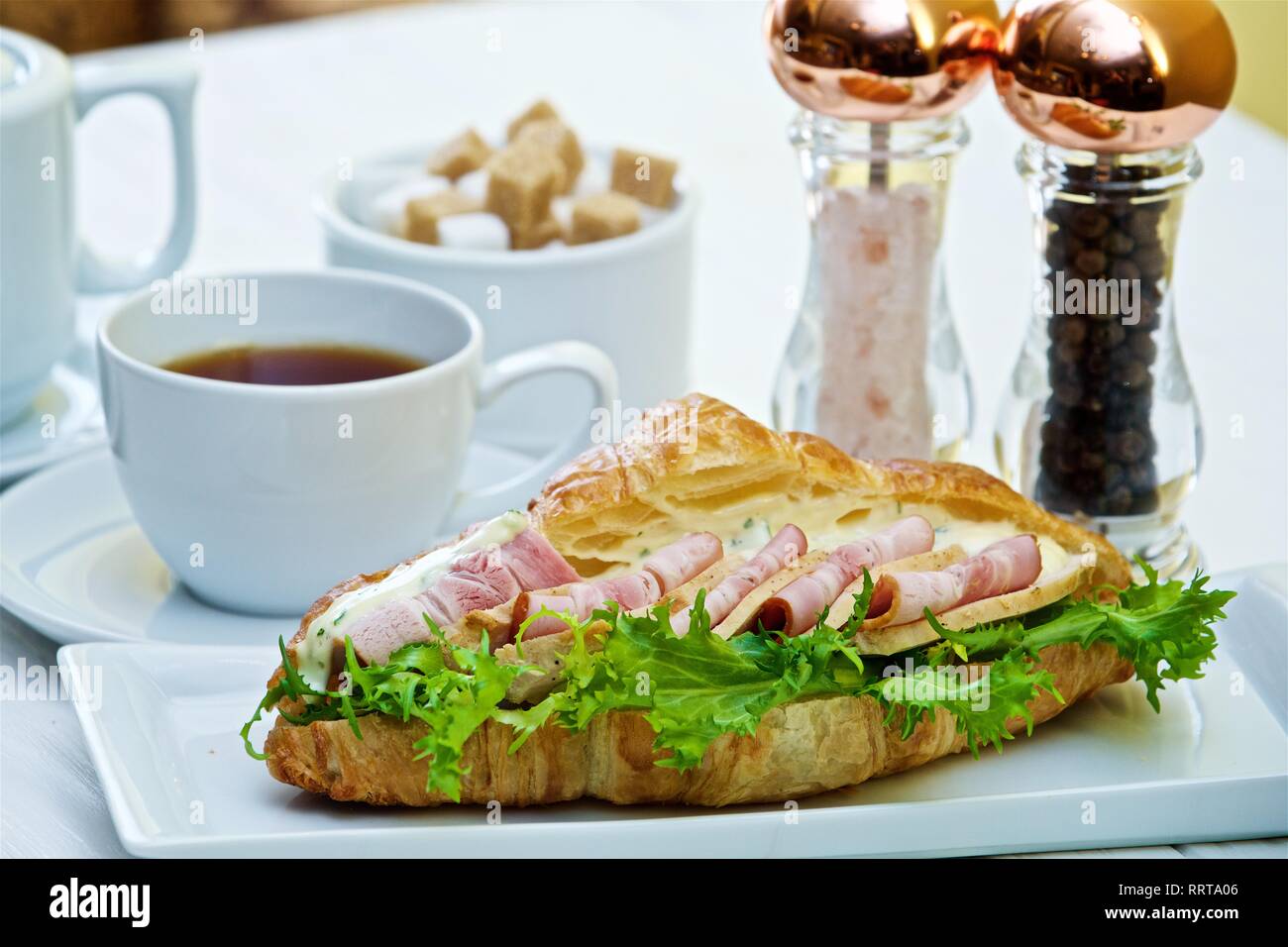 delicious breakfast, ham sandwich Stock Photo - Alamy
