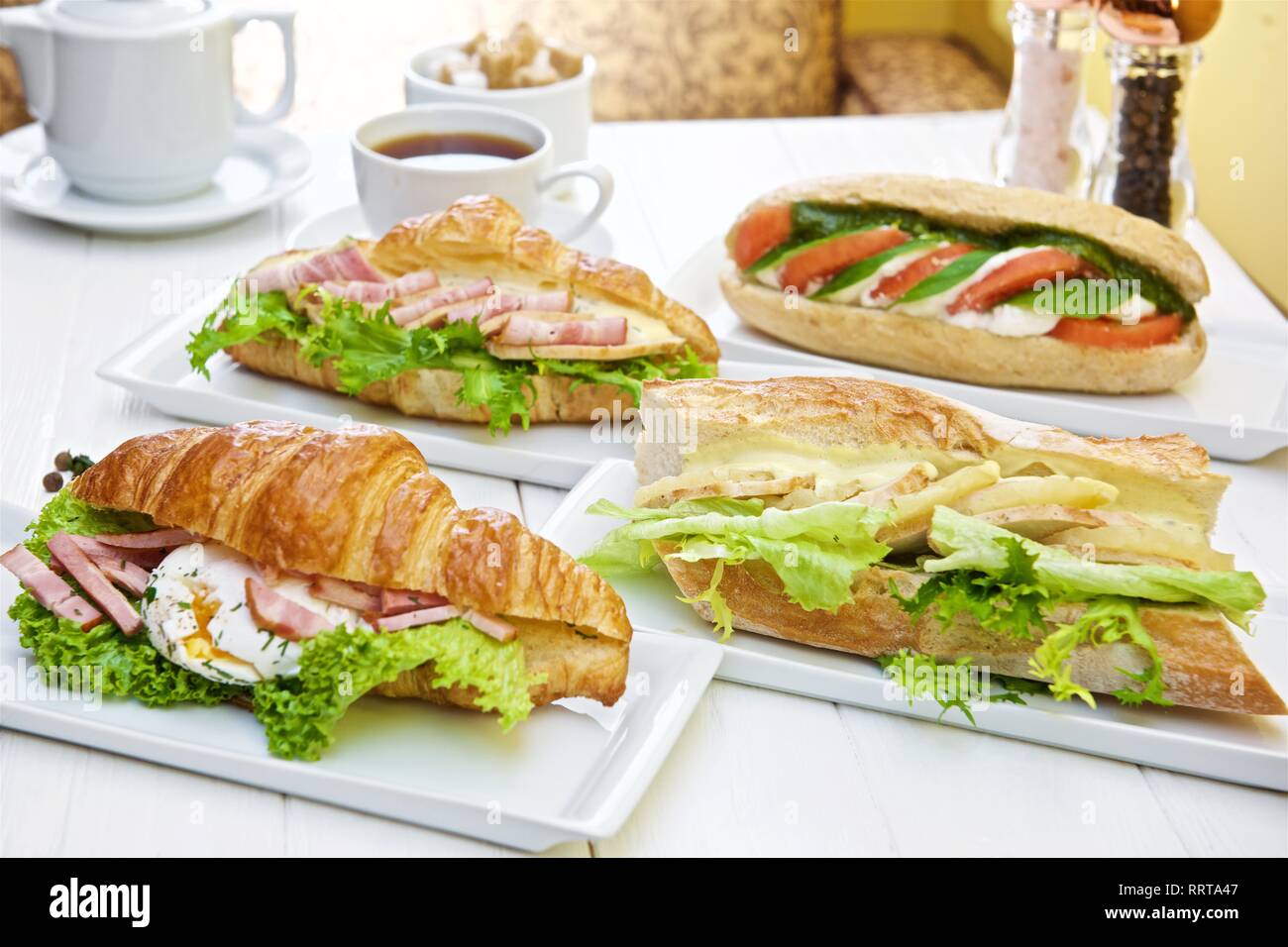 delicious sandwiches with different fillings Stock Photo - Alamy